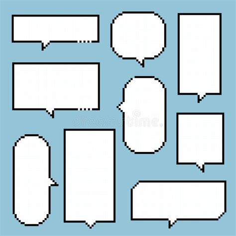 Collection Set Of Retro Game 8bit Pixel Speech Bubble Balloon Black And