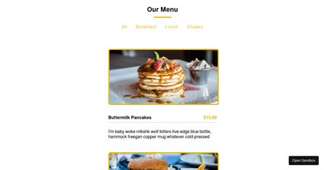 Food Menu Codesandbox