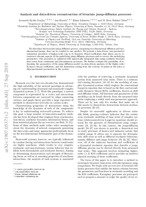 Pdf Analysis And Data Driven Reconstruction Of Bivariate Jump Diffusion Processes