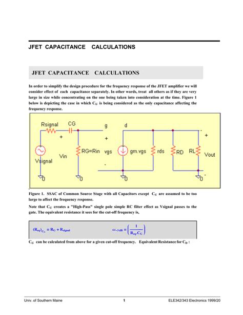 Jfet Amp Capacitance Calculations