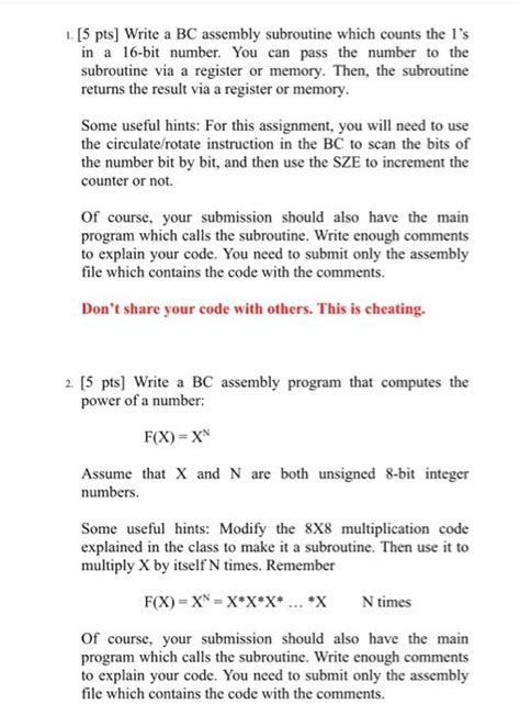 Solved 1 5 Pts Write A BC Assembly Subroutine Which Counts Chegg