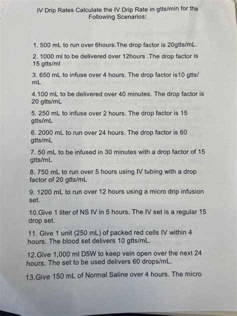 Solved IV Drip Rates Calculate The IV Drip Rate In Gtts
