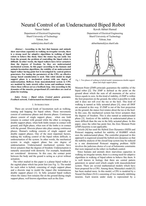 Pdf Neural Control Of An Underactuated Biped Robot