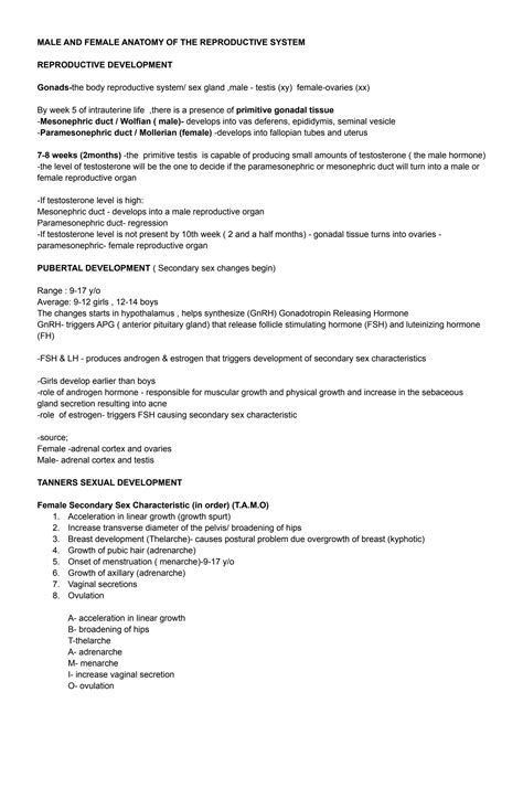SOLUTION Male And Female Anatomy Of The Reproductive System Studypool
