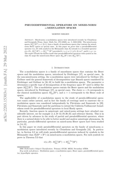Pdf Pseudodifferential Operators On Mixed Norm Alpha Modulation Spaces