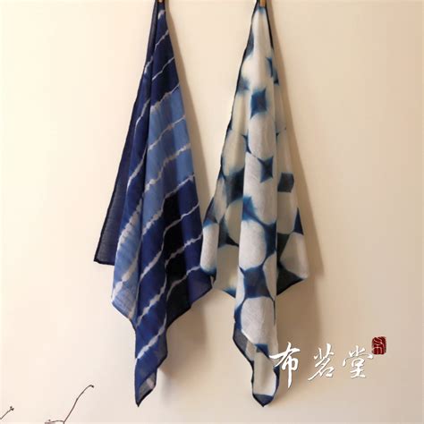 布茗堂手工蓝染棉纱小方巾头巾围巾包包饰巾吸水茶巾 虎窝淘