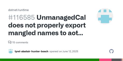 Unmanagedcallersonlyattribute Does Not Properly Export Mangled Names To