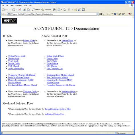 ansys fluent 12 0 getting started guide 1 2 1 accessing the ansys fluent documentation