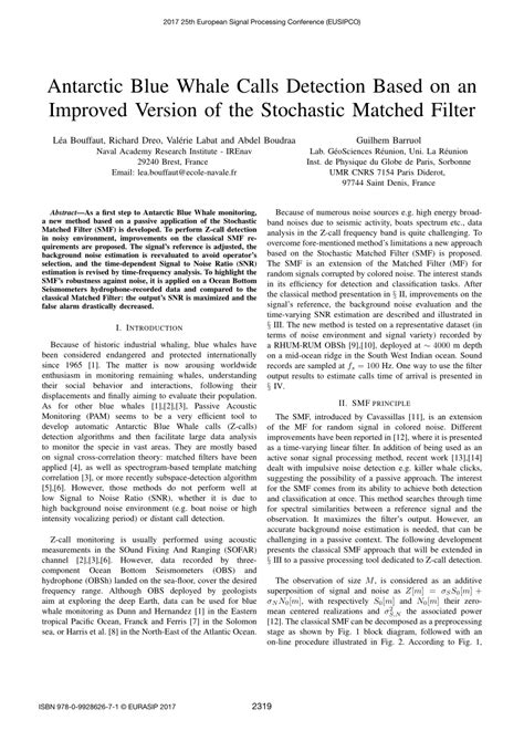pdf antarctic blue whale calls detection based on an improved version of the stochastic