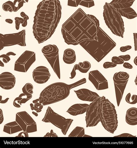 Seamless Pattern With Candy Cocoa Beans Royalty Free Vector