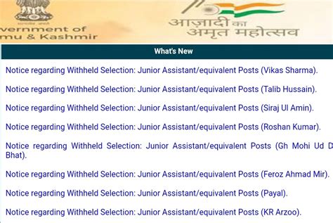 Jkssb Issues Various Fresh Selection Lists