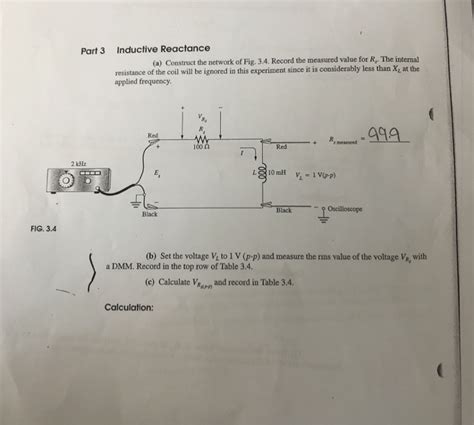 Solved Part 3 Inductive Reactance A Construct The Network
