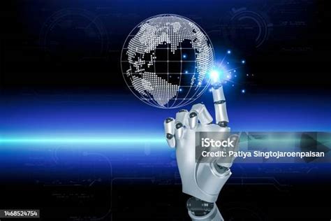 3d 렌더링 인공 지능 로봇의 Ai 연구와 미래를 위한 사이보그 개발 디지털 스마트 월드 메타버스 개념 3차원 형태에 대한 스톡