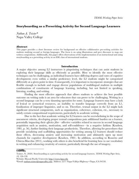 Pdf Storyboarding As A Prewriting Activity For Second Language Combinations Of Constituents