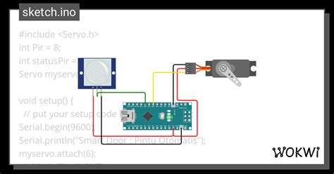 Pintu Otomatis Menggunakan Sensor Gerak Pir Motion Wokwi Esp32 Stm32 Arduino Simulator