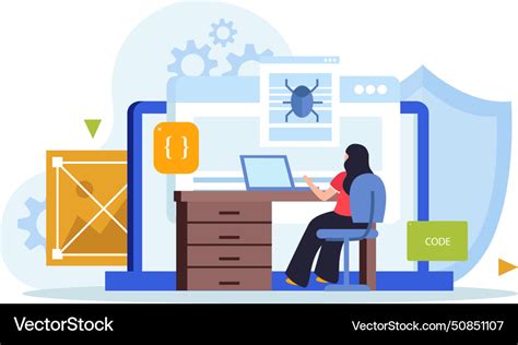 qa engineer flat composition royalty free vector image