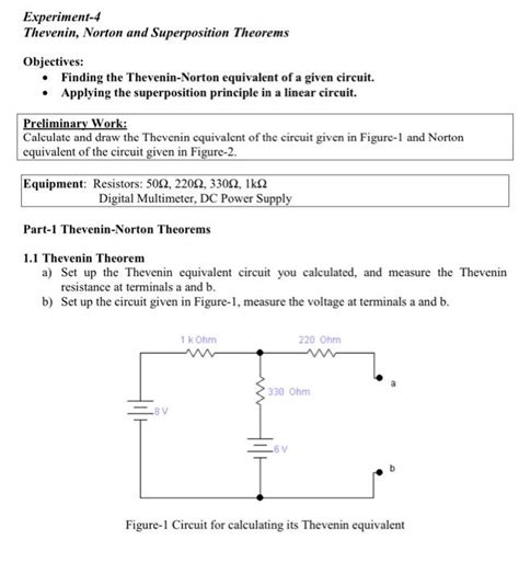 Solved Experiment 4 Thevenin Norton And Superposition