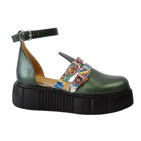 Зелени дамски сандали с висока подметка каишки и затворени пръсти естествена кожа 40 Emag Bg