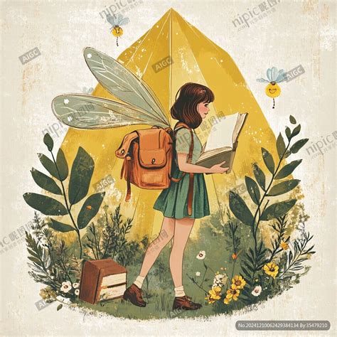 Ai创作图读书女孩插画 儿童书籍插画创意素材 手绘儿童读物概念插画 读书儿童插画 插画女孩教育文化 看书插画 教育类插画设计 学知识插画 阅读节插画 阅读插画 儿童看书插画 读书学习插画 看