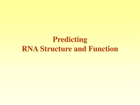 Ppt Predicting Rna Structure And Function Powerpoint Presentation