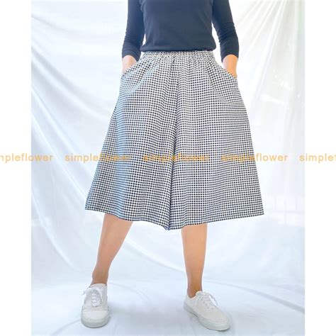 กางเกงผ้าฝ้ายขาบาน กางเกงกระโปรง กางเกงขา3ส่วน ขากว้าง Simpleflower