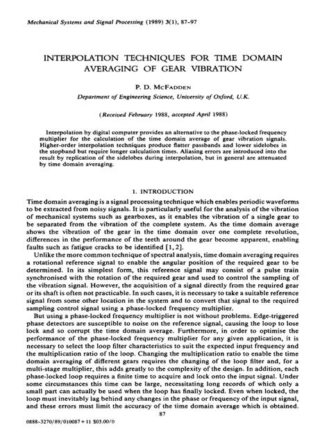 Interpolation Techniques For Time Domain Averaging Of Gear Vibration