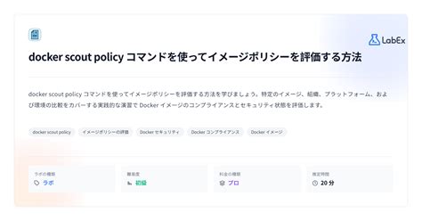Docker Scout Policy コマンドを使ってイメージポリシーを評価する方法 Labex
