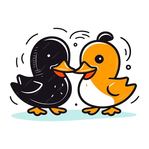 Premium Vector Cute Cartoon Couple Of Ducks Vector Illustration On