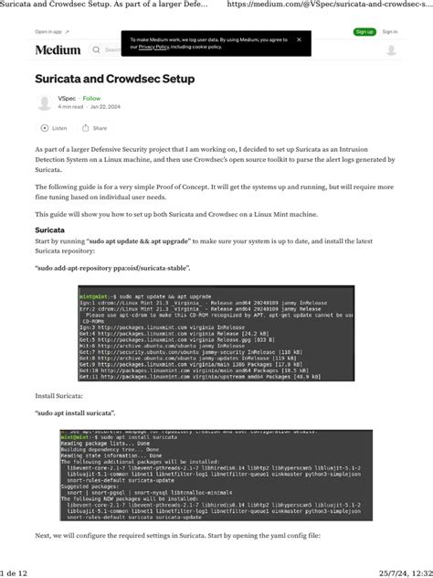 Suricata And Crowdsec Setup Pdf Sudo Cookie