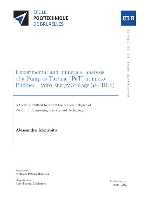 Pdf Experimental And Numerical Analysis Of A Pump As Turbine Pat In Micro Pumped Hydro