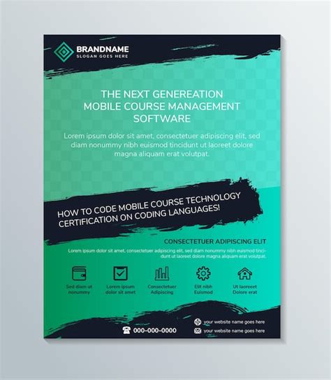Premium Vector Mobile Course Management Software Flyer Brochure Template Leaflet Design With