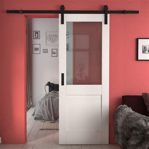 Modern Shaker 2 Panel White Clear Glass Prefinished Sliding Barn Door From Doors And More