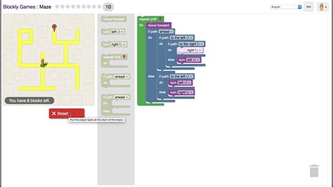 Blockly Games Maze Level 10 Youtube