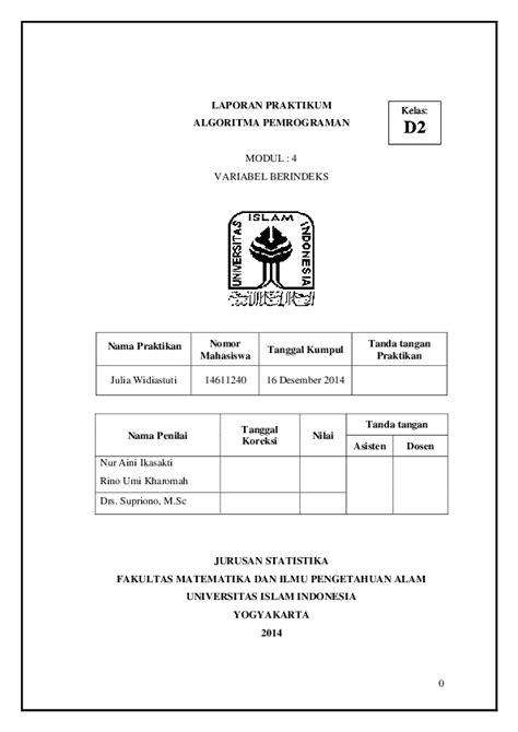 Doc Laporan Praktikum Algoritma Pemrograman Modul 4 Variabel Berindeks