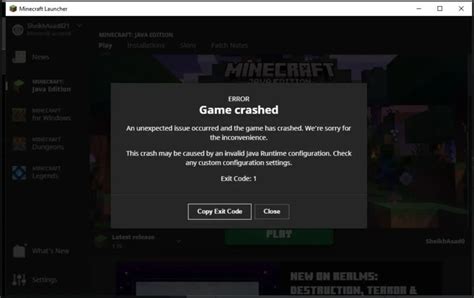minecraft exit code 1 error fix shockbyte