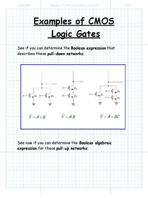 Examples Of Cmos Logica Gates Filled Pdf