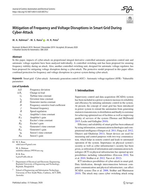 Mitigation Of Frequency And Voltage Disruptions In Smart Grid During