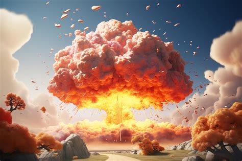 Premium Photo Illustration Of Atomic Explosion 3d Illustration