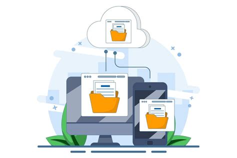 Cloud Computing Concept With Computer Monitor Laptop And Smart Phone Device In Processing