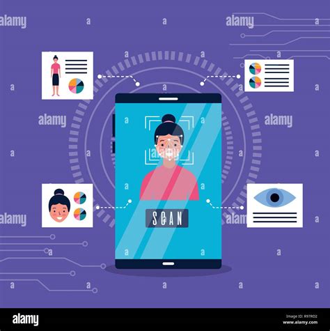 Smartphone Woman Face Scan Recognition Biometric Vector Illustration Stock Vector Image And Art