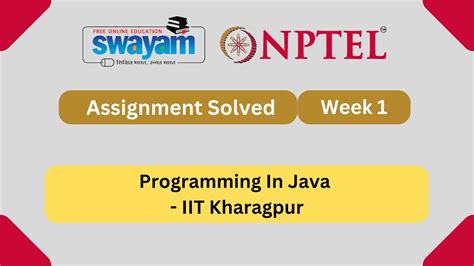 Programming In Java Week 1 Nptel Answers My Swayam Iit