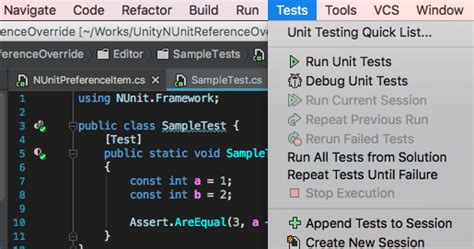 使用 Resharper 或 Rider 在編輯器裡執行 Unity 元件測試 Northern Wind
