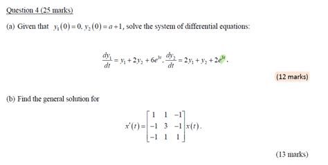 solved a given that y1 0 0 y2 0 a 1 solve the system of