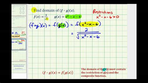 Ex Domain Of A Quotient And Composite Functions Youtube
