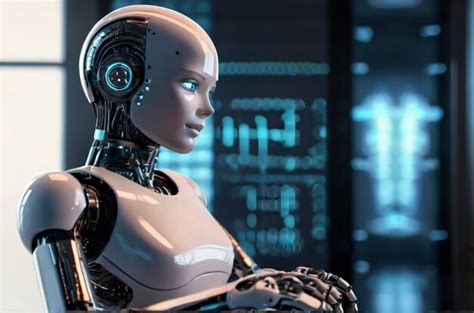 premium photo futuristic robot artificial intelligence huminoid ai programming coding