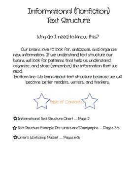 Informational Text Structure Writer S Workshop By Miss Moe TPT