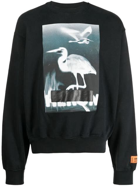 Heron Preston Censored Print Crew Neck Sweatshirt Black Farfetch Uk