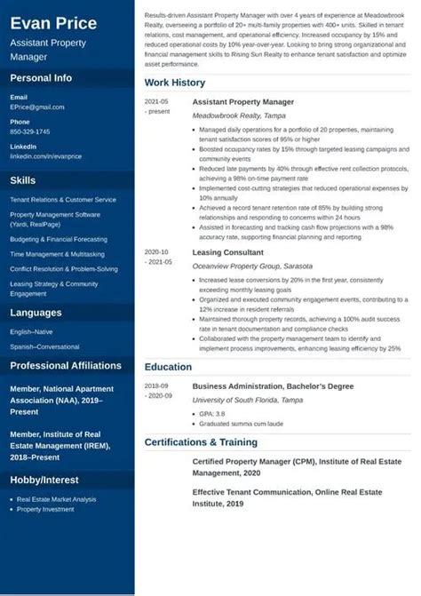 Assistant Property Manager Resume Examples For 2025