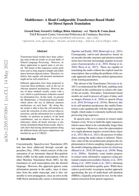 Pdf Multiformer A Head Configurable Transformer Based Model For