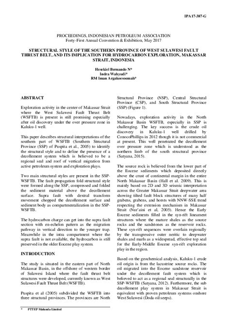 Pdf Structural Style Of The Southern Province Of West Sulawesi Fault